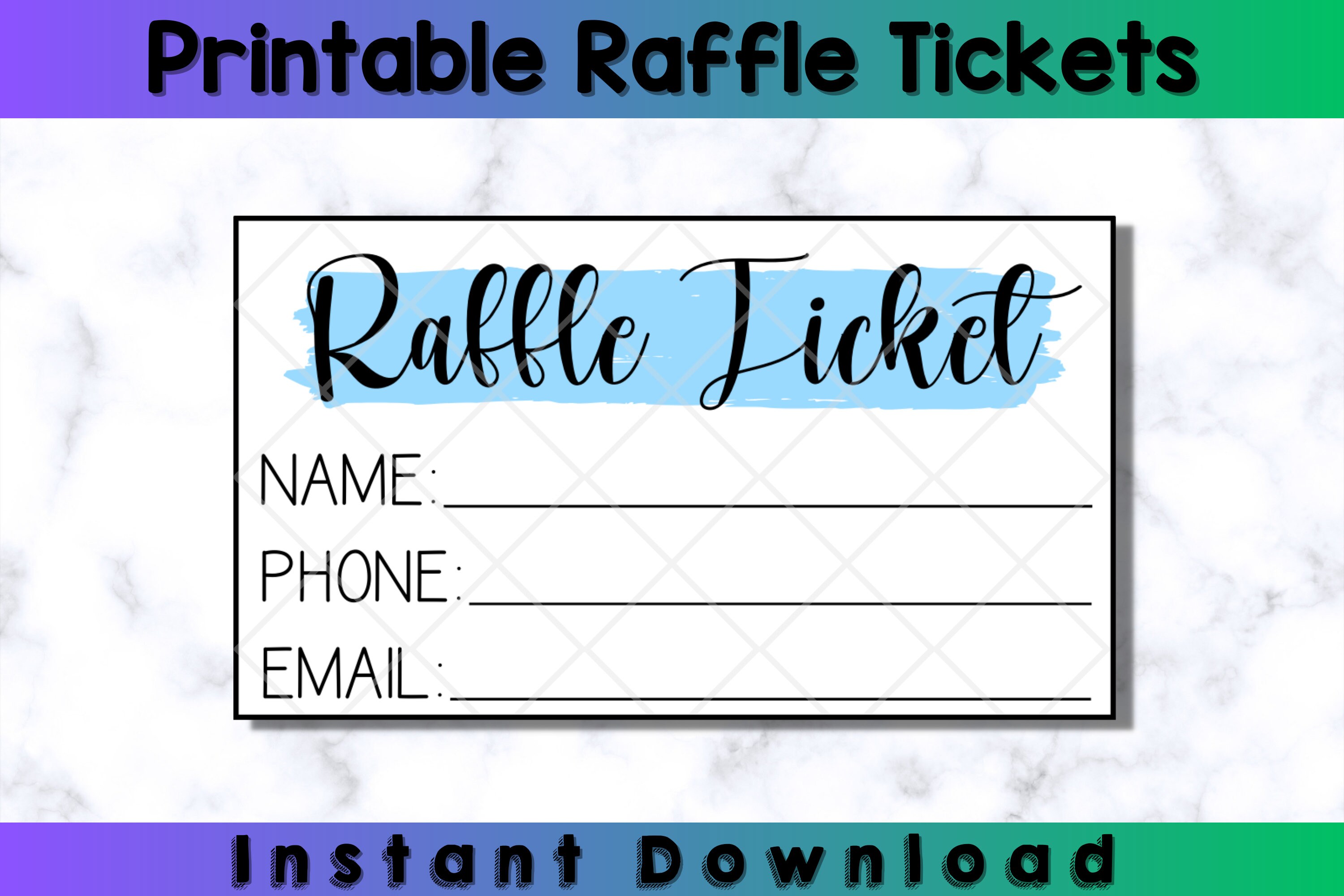 Printable Blue Raffle Ticket Enter to Win Card digital - Etsy