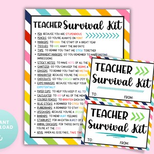 Teacher Survival Kit Ticket and Template Printable - Etsy