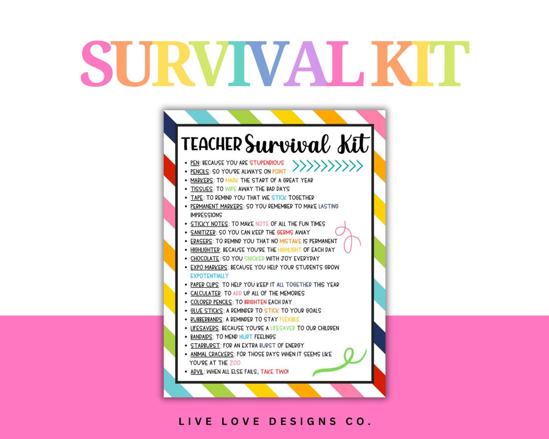 EDITABLE Teacher Survival Kit Ticket and Template Printable - Etsy