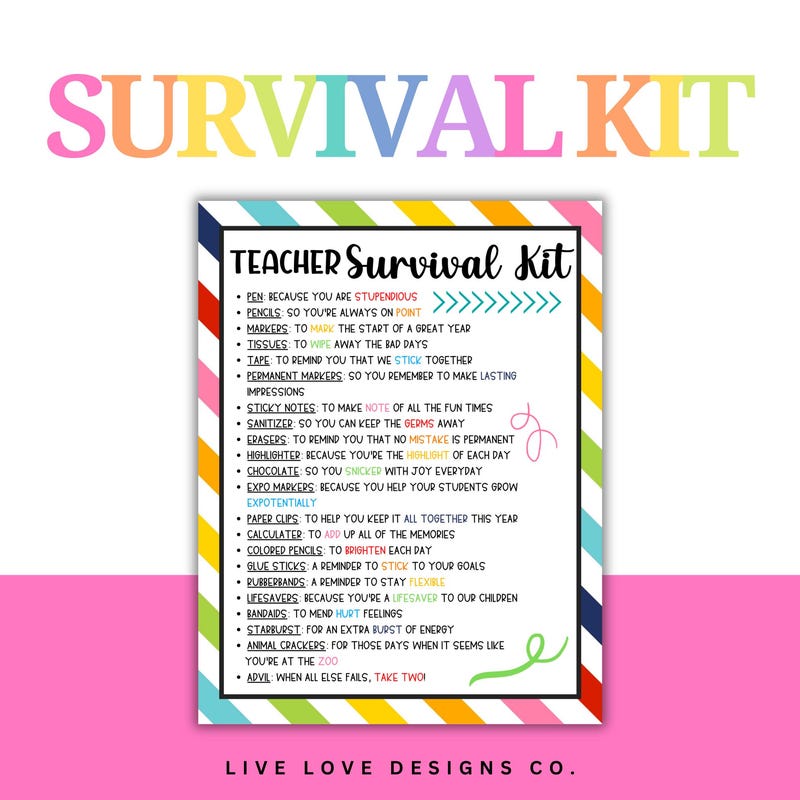 Teacher Survival Kit - Etsy