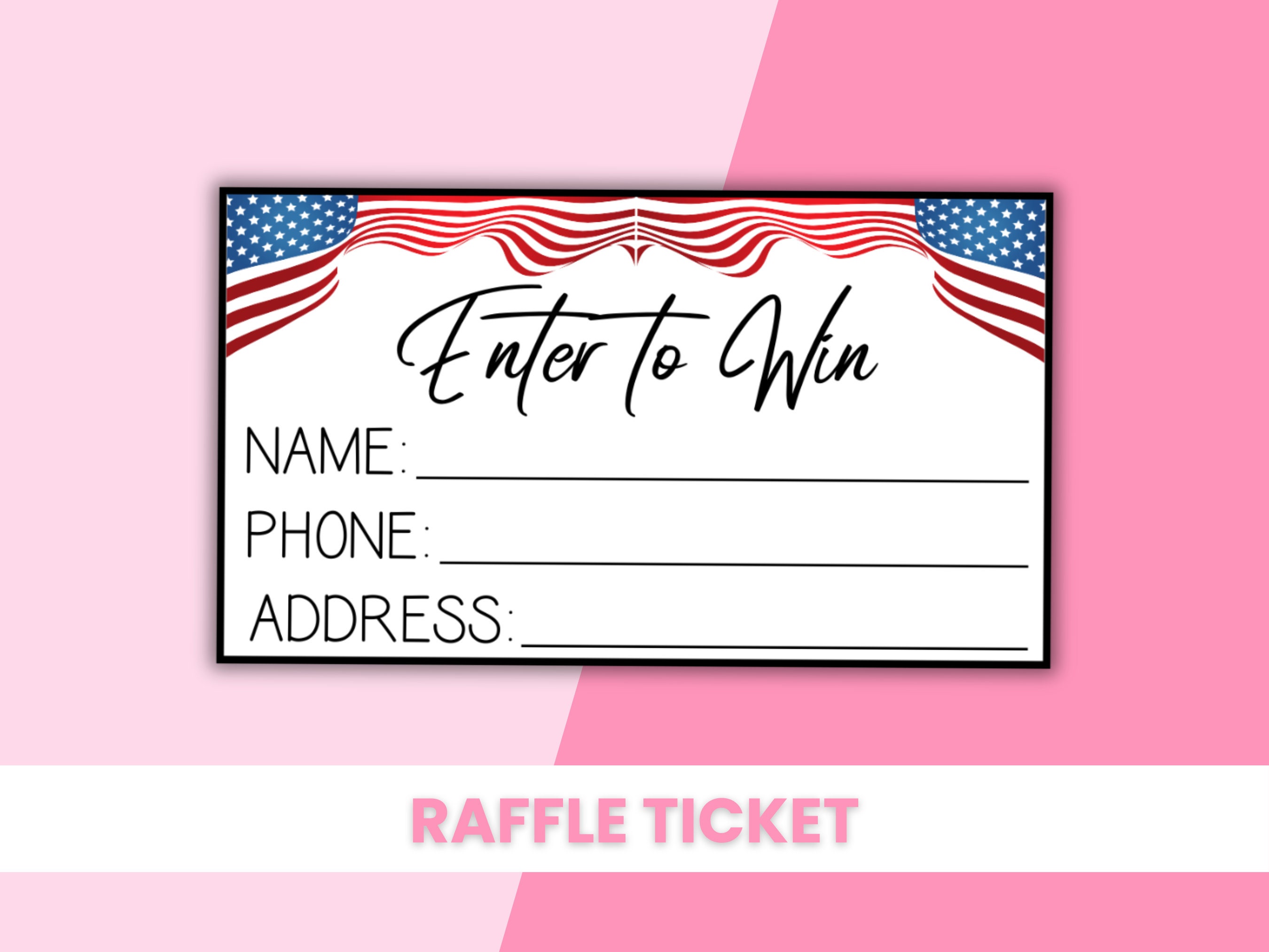 Printable Patriotic Raffle Tickets American Flag Raffle Cards Enter to ...