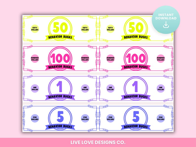 Printable Behavior Bucks Money | Behavior Incentive Reward - Etsy