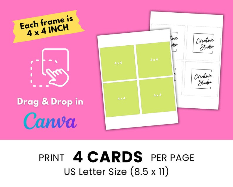 Print and Cut Template 4x4 Inch Square Print Page - Etsy