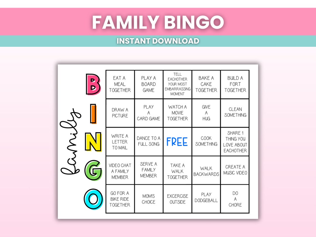 Family Bingo Printable Game Activity for Family - Etsy