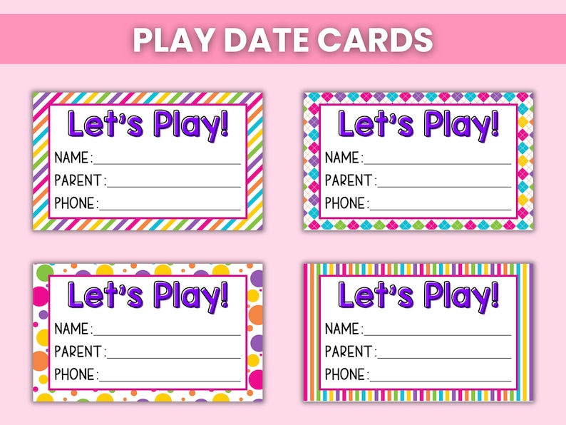 Let's Play Playdate Exchange Printable Card - Etsy