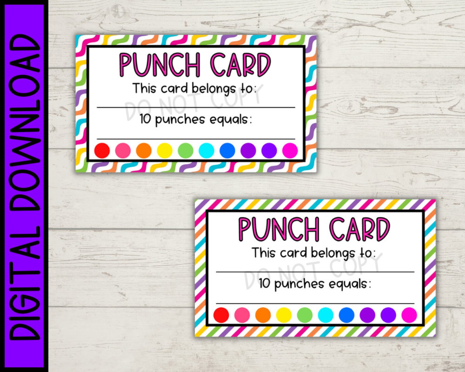Generic Punch Card Printable Template digital Download - Etsy