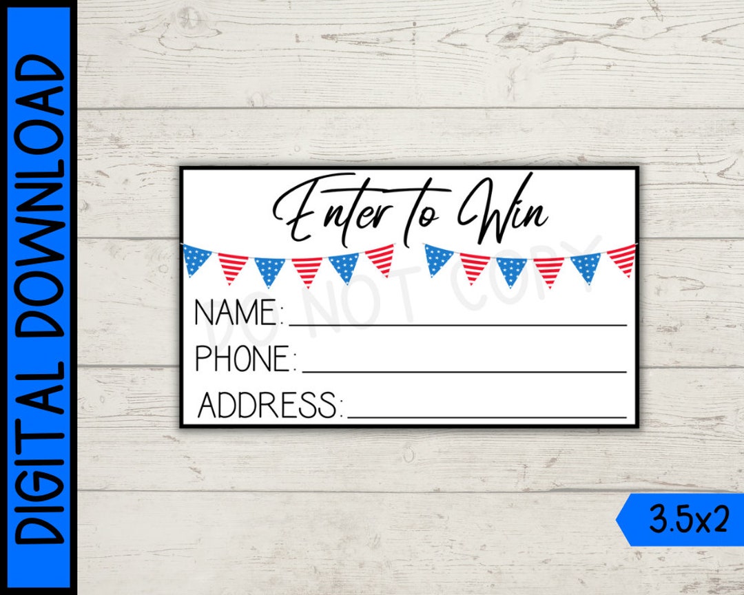 Printable Patriotic American Flag Raffle Tickets Enter to Win Cards ...