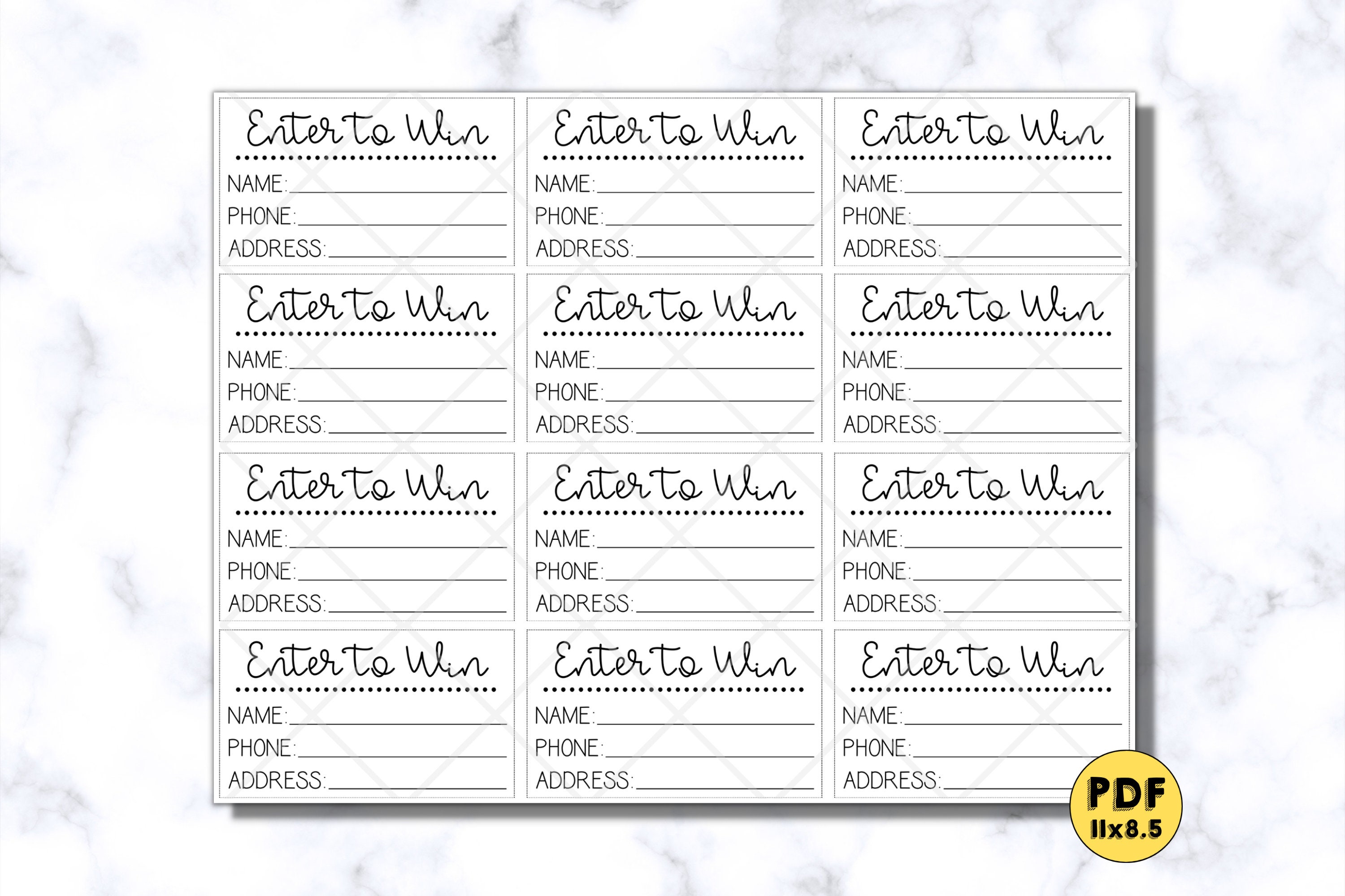 Enter to Win Generic Raffle Ticket Printable digital Download - Etsy