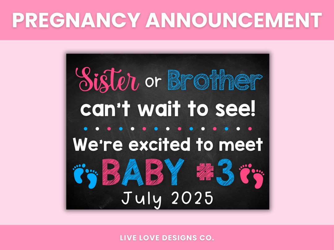 EDITABLE Third Baby Pregnancy Announcement Sign Printable - Etsy