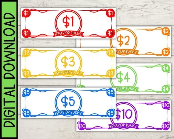 Printable Behavior Bucks Reward Incentive Money digital - Etsy