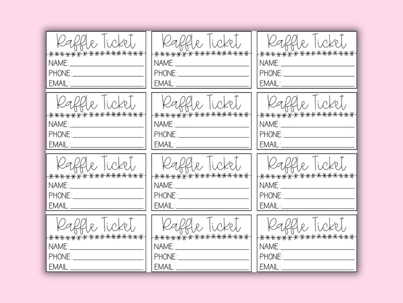 Black and White Printable Raffle Ticket | Enter to Win Card - Etsy ...