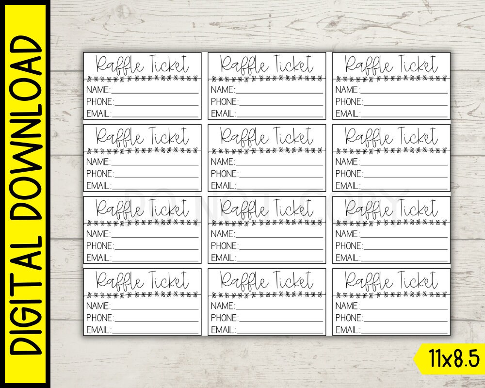 Black and White Printable Raffle Ticket Enter to Win Card - Etsy