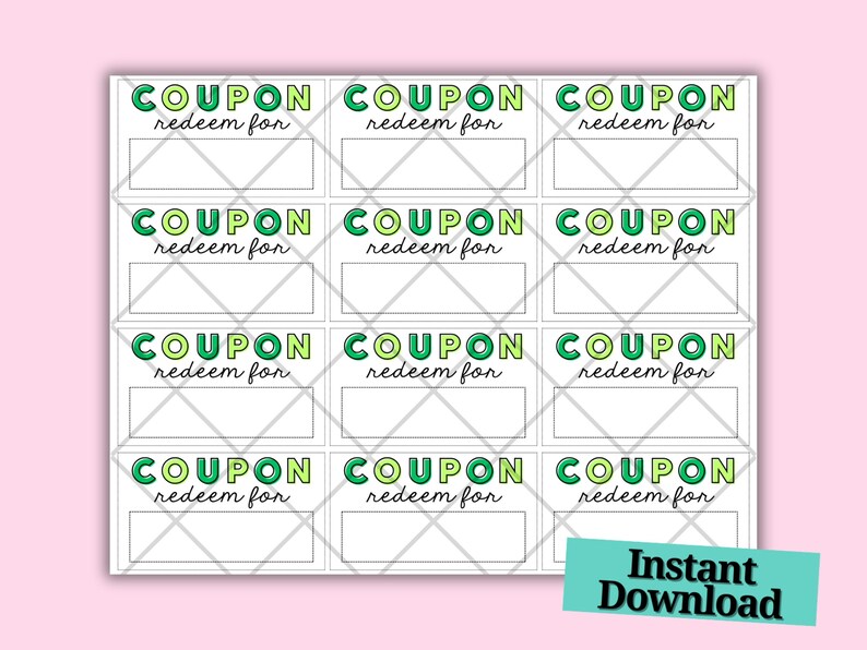 Generic Blank Coupon Green Printable Template - Etsy