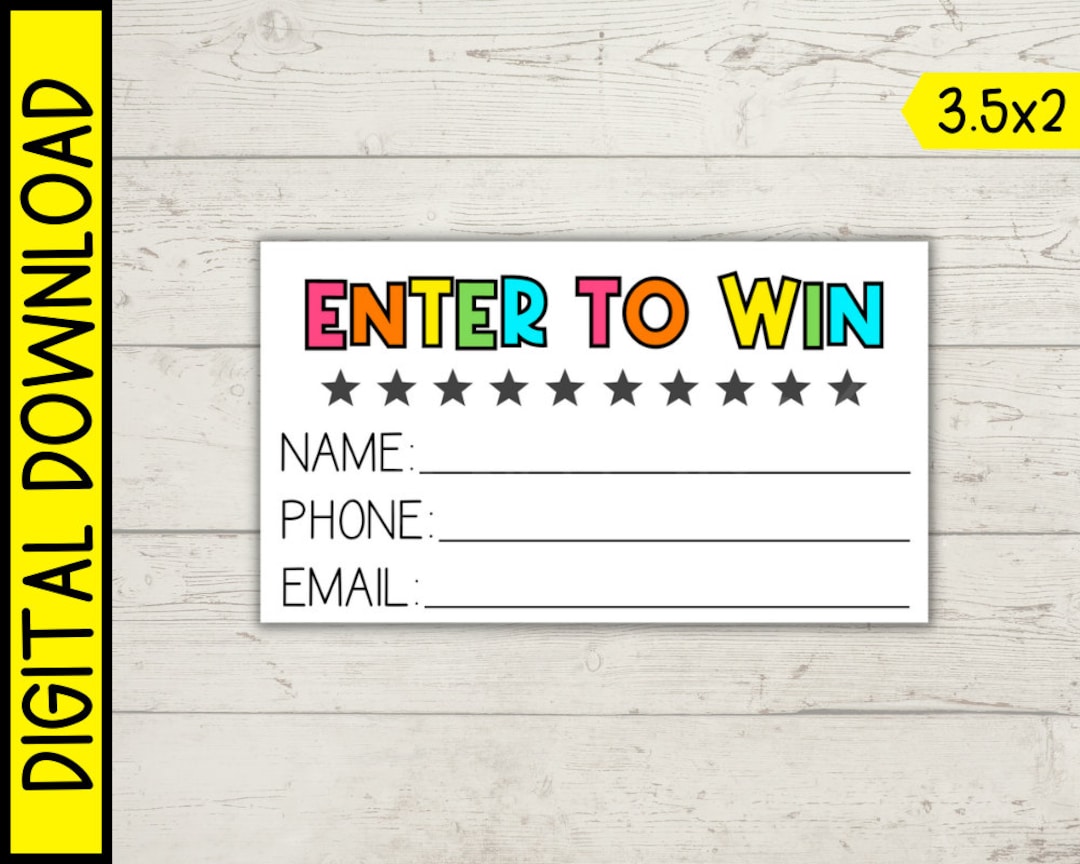 Enter to Win Generic Raffle Ticket Printable digital - Etsy
