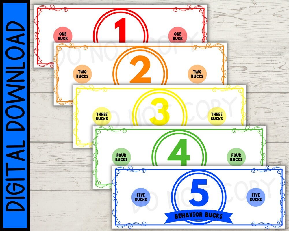 Printable Behavior Bucks Reward Money Incentive digital - Etsy Canada