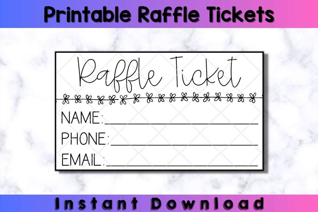 Boleto de rifa imprimible en blanco y negro Tarjeta Ingrese - Etsy México