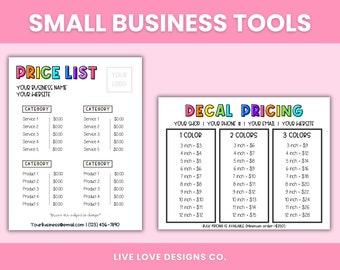 Editable Vinyl Price List // Easy to Read Pricing Chart, Perfect for ...
