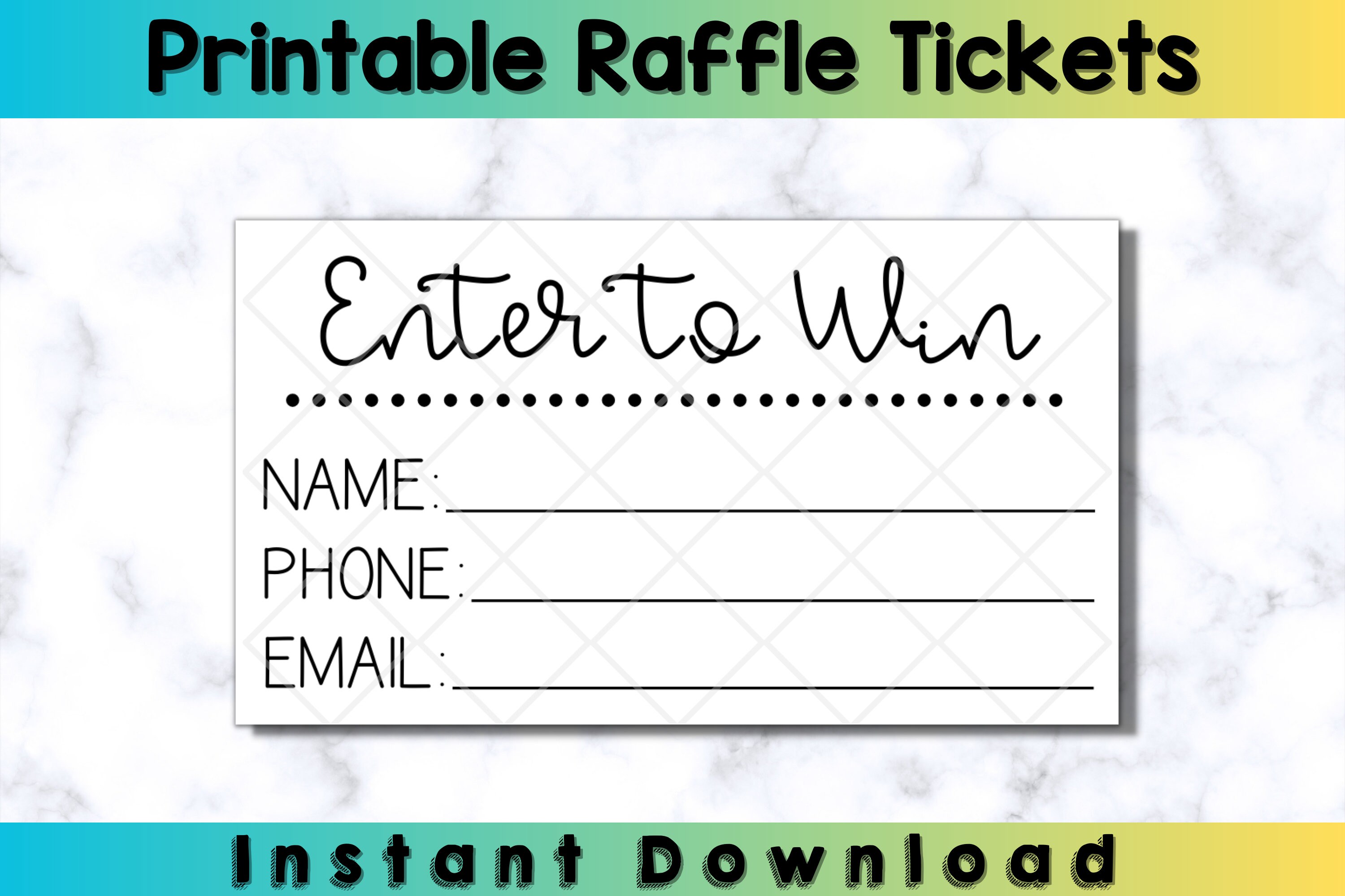 Enter to Win Generic Raffle Ticket Printable digital Download - Etsy