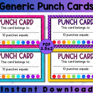 Generic Punch Card Printable 4 Styles digital Download - Etsy
