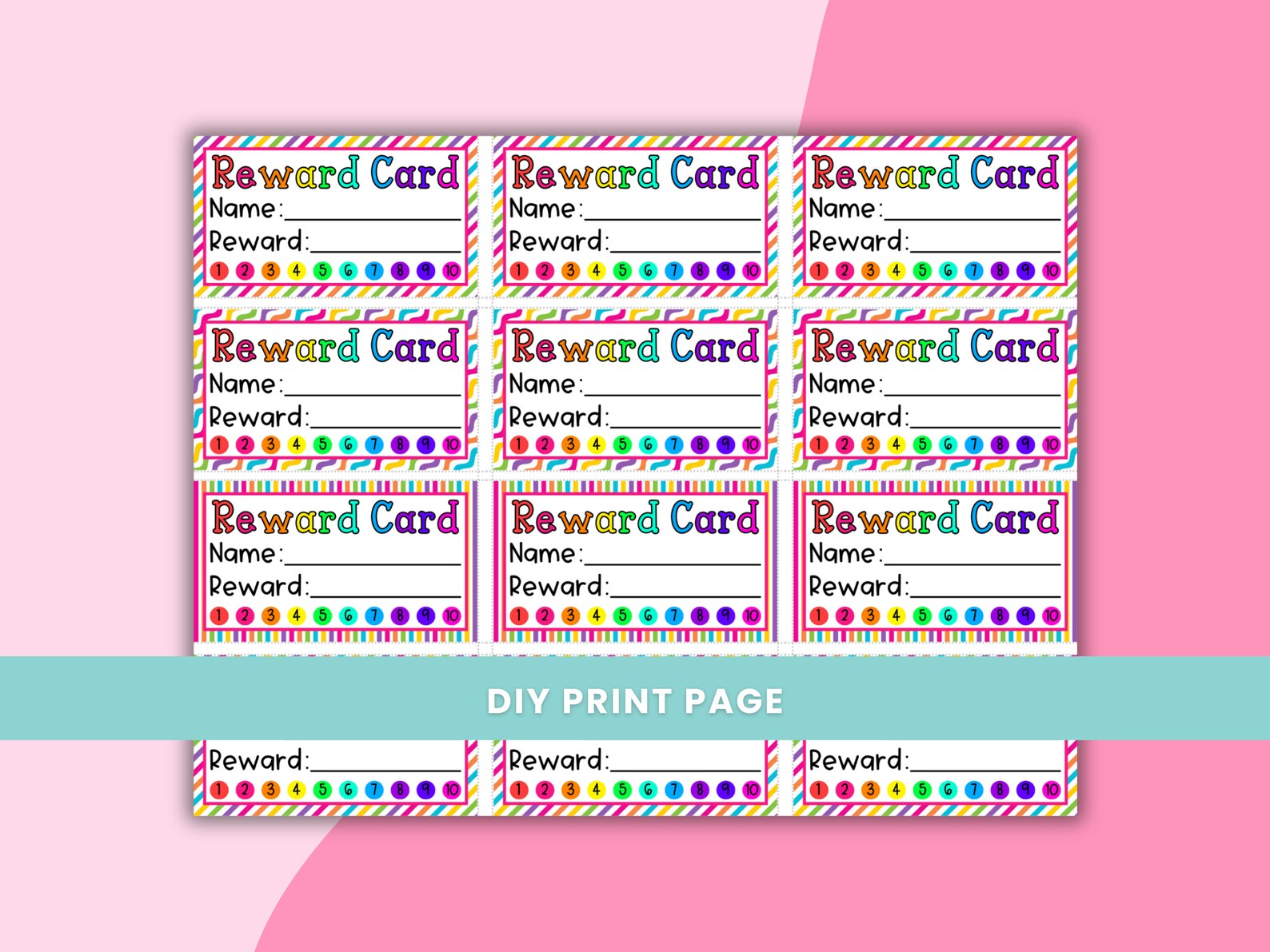 Reward Card Printable Templates - Etsy