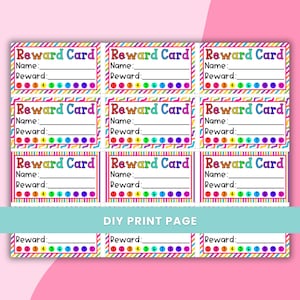 Reward Card Printable Templates - Etsy