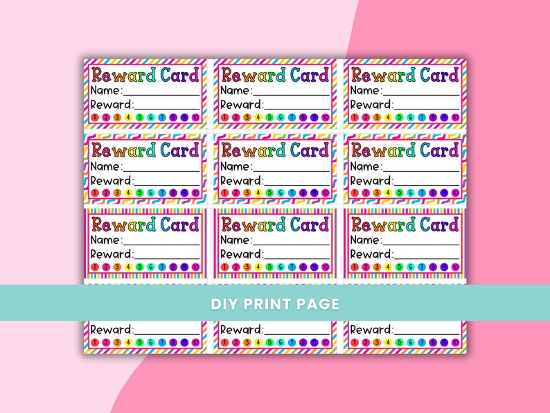 Reward Card Printable Templates - Etsy