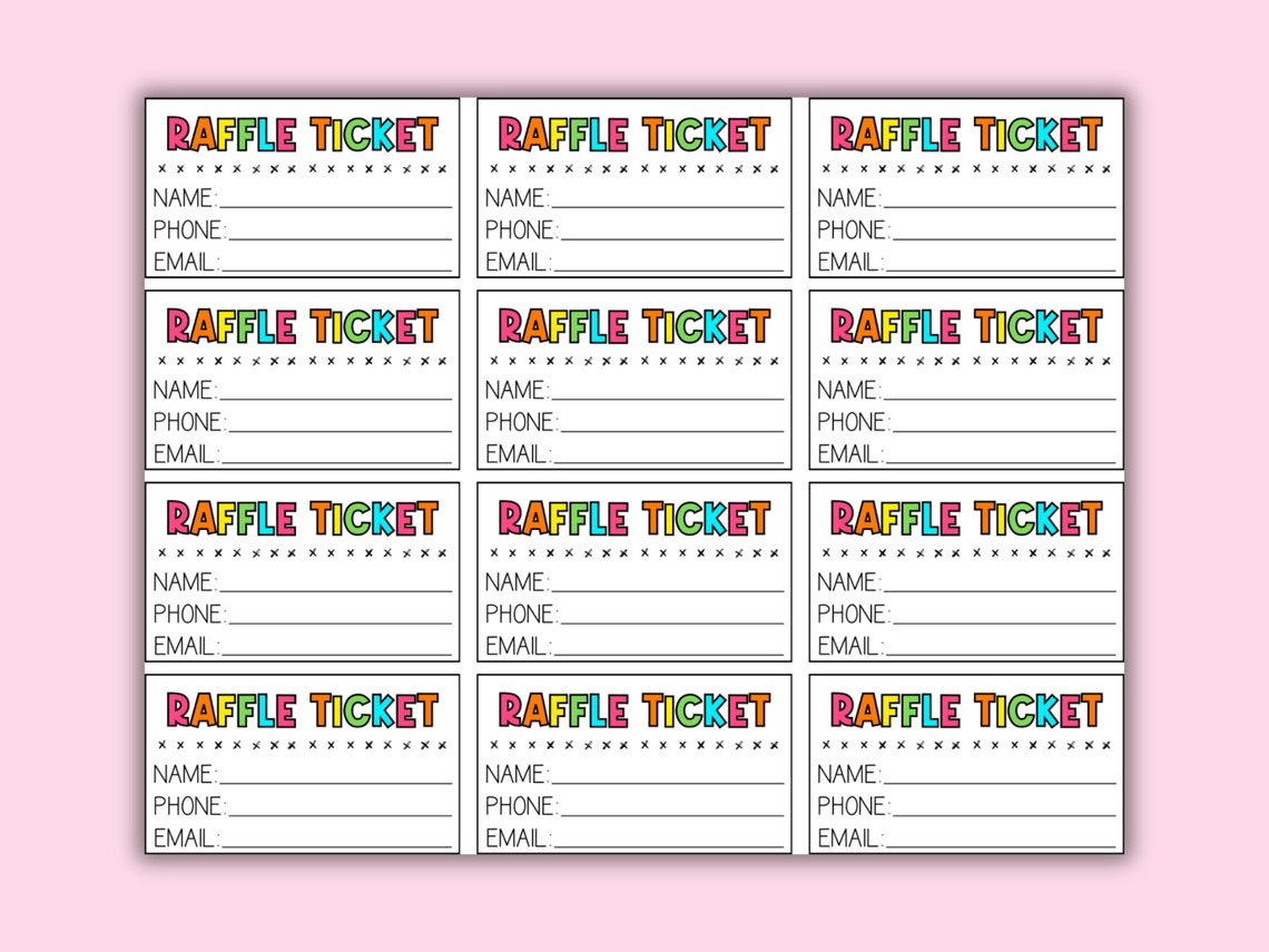 Printable Bright Colorful Raffle Tickets | Enter to Win - Etsy