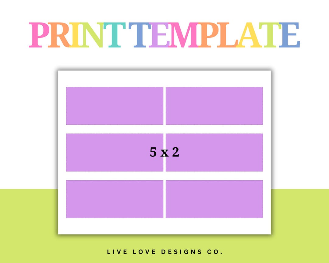 Print and Cut Template 5x2 Inch Landscape Multi per Page Printing Tool ...