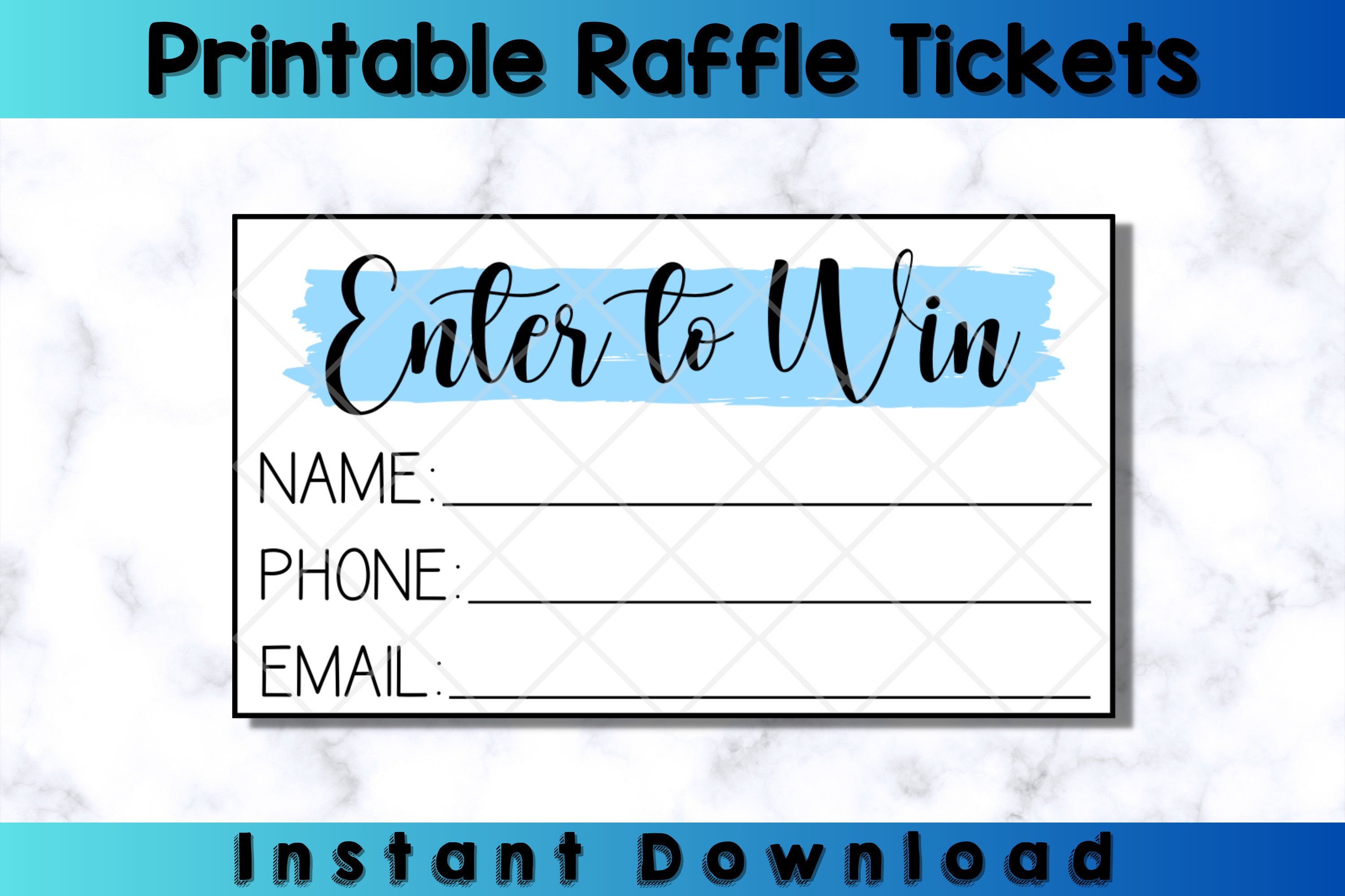 Printable Blue Raffle Ticket Enter to Win digital Download - Etsy