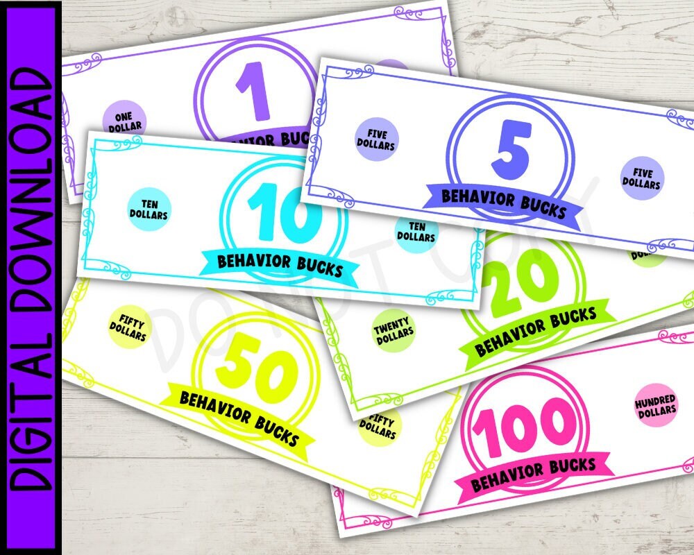 Printable Behavior Bucks Money Behavior Incentive Reward digital ...