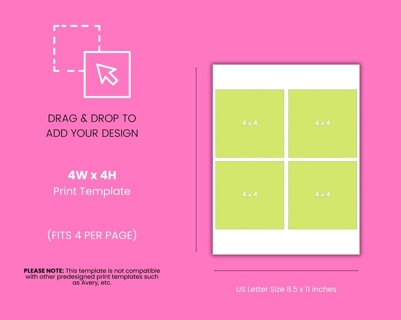 Print and Cut Template 4x4 Inch Square Print Page - Etsy