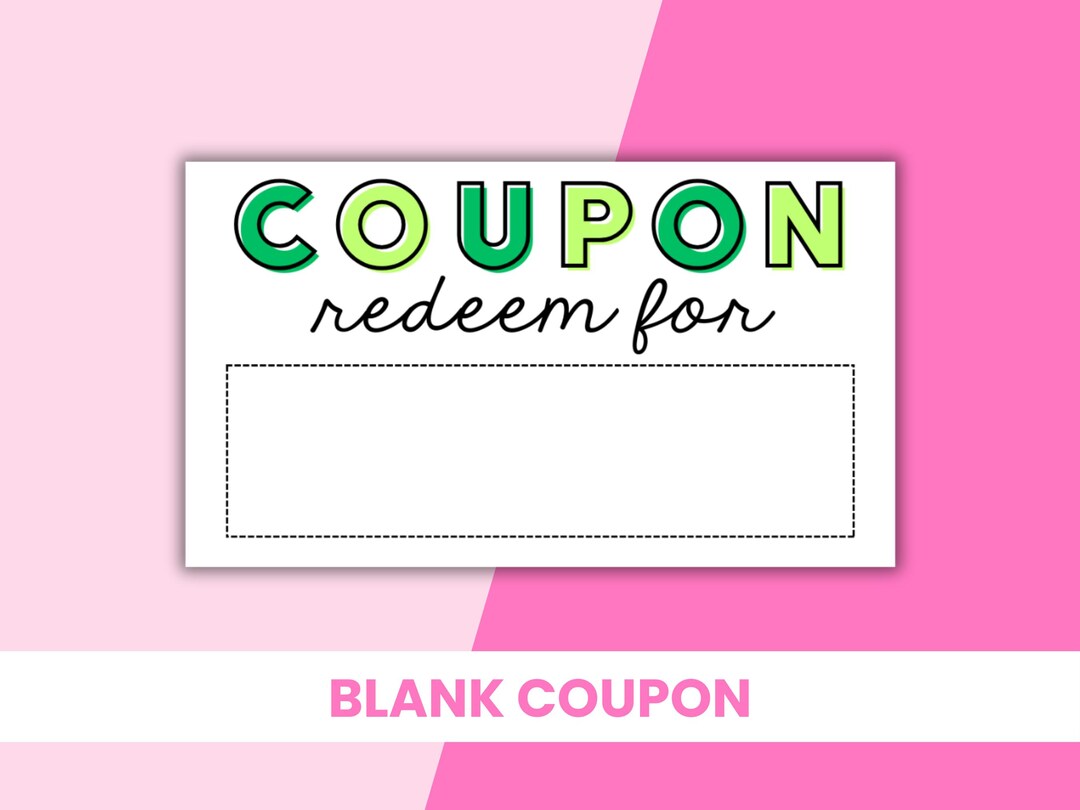 Generic Blank Coupon Green Printable Template - Etsy