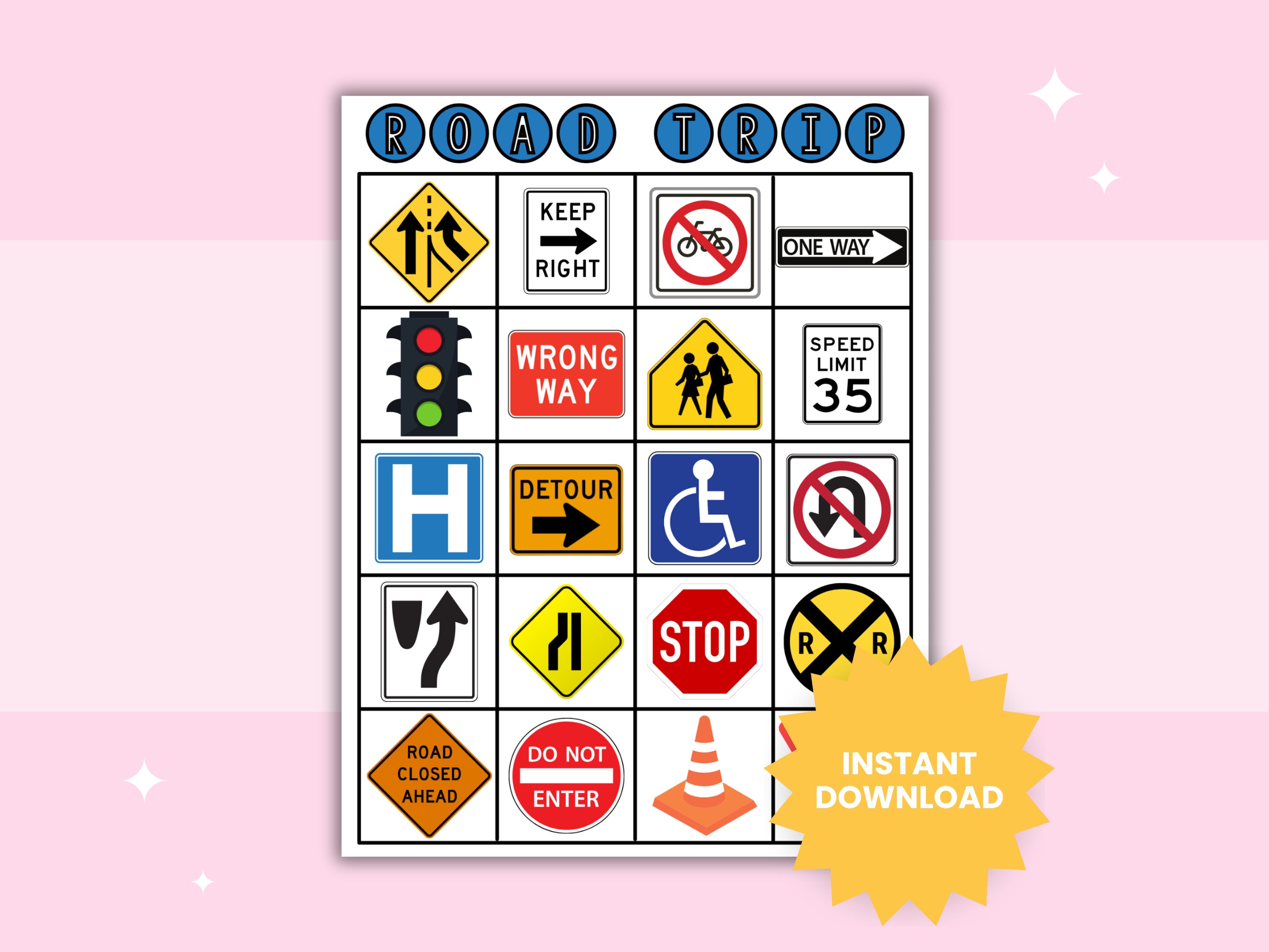 Road Sign Spot It Game Printable Activity for Road Trip - Etsy