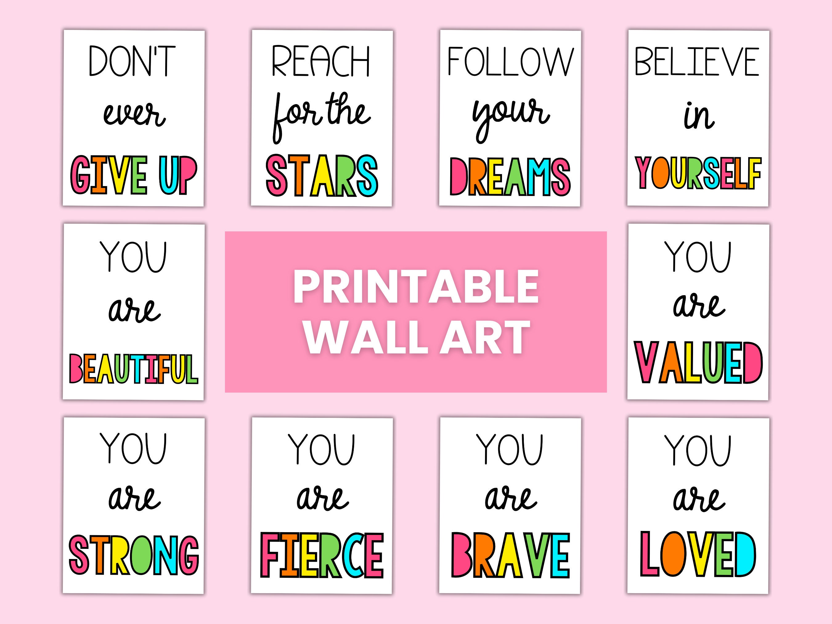 Printable Wall Art | Bright Colorful Décor | Positive Words of ...