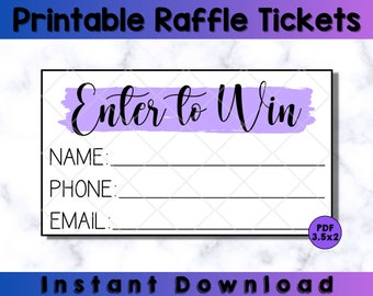 Printable Raffle Ticket, Blank Raffle Ticket, Raffle Ticket Template ...