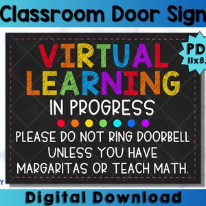 Virtual Learning in Progress Printable Door Sign digital - Etsy