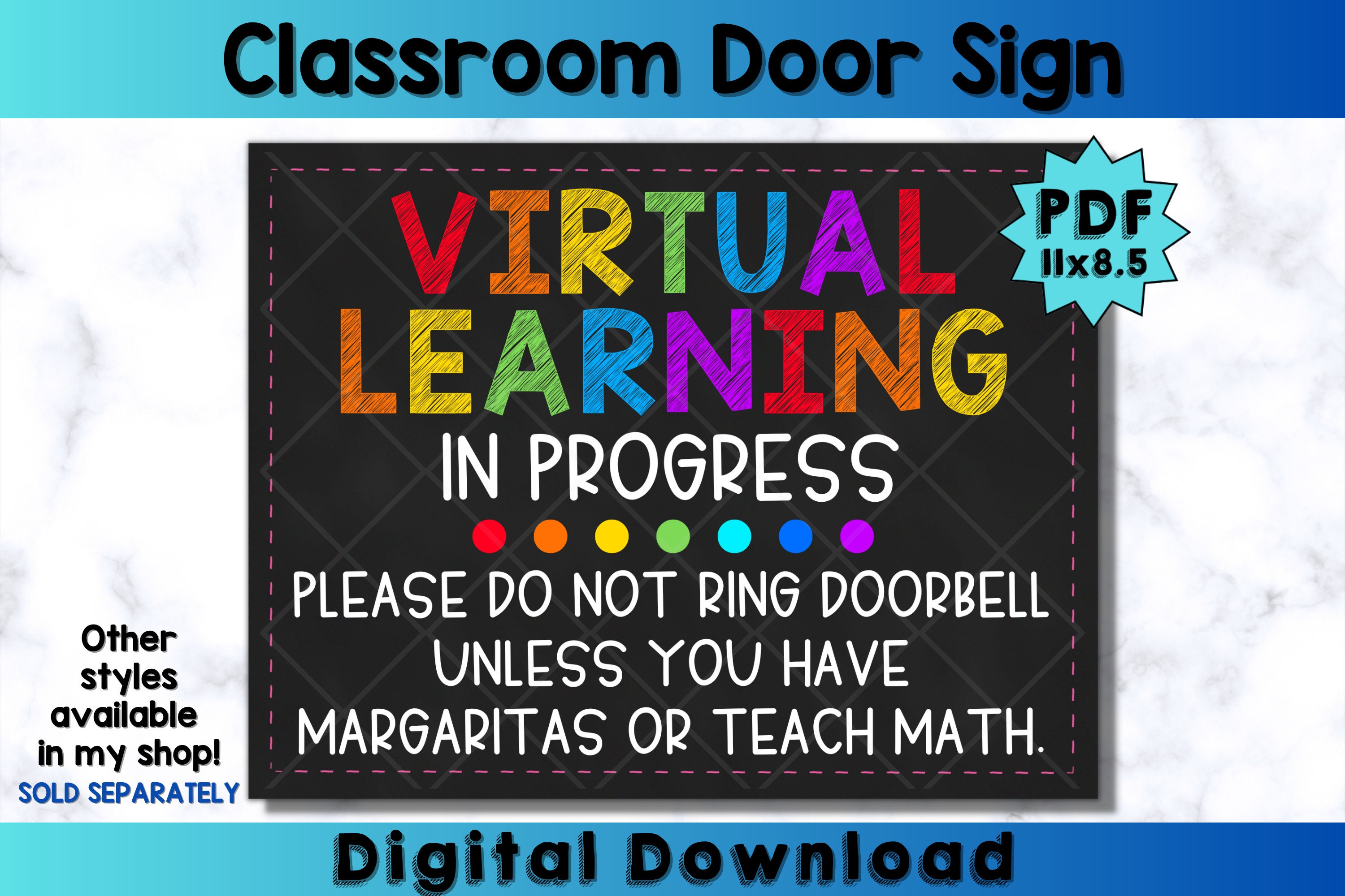 Virtual Learning in Progress Printable Door Sign digital - Etsy