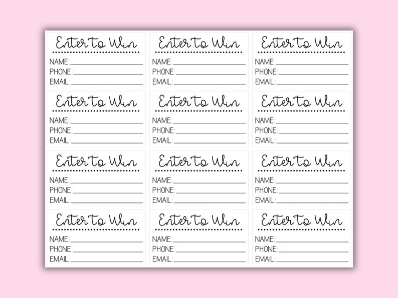 Enter to Win Generic Raffle Ticket Printable - Etsy