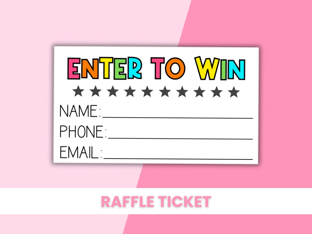 Enter to Win Raffle Ticket With Stars Generic Printable - Etsy