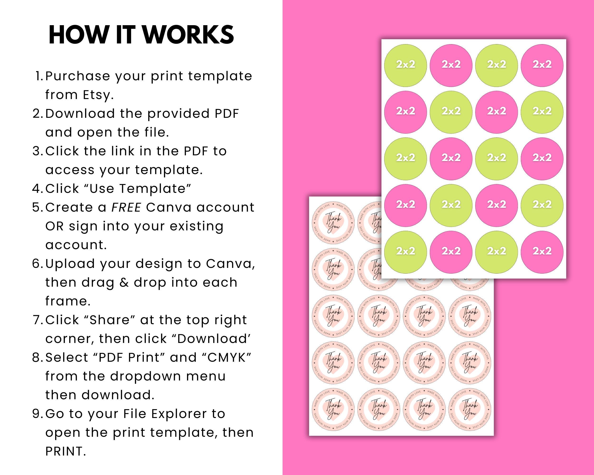 Print and Cut Template 2x2 Inch Round Sticker Printing Page - Etsy