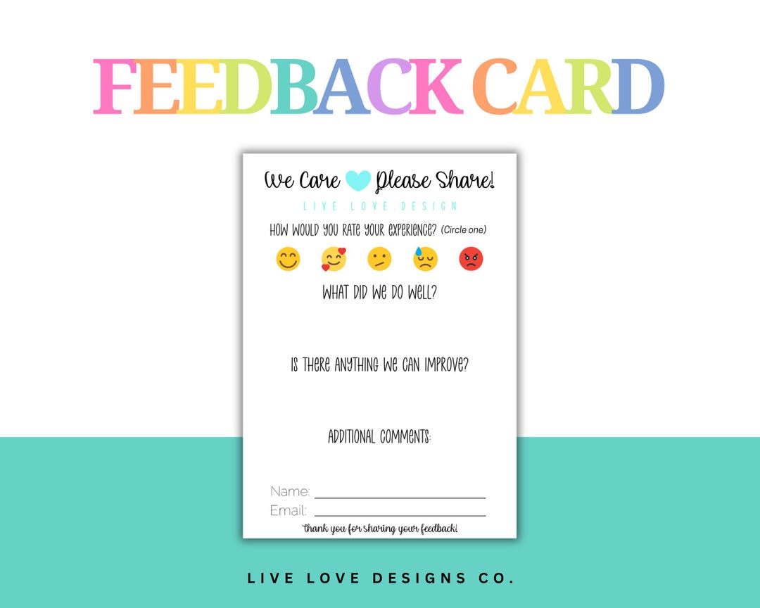 EDITABLE Teal Printable Customer Feedback Card | Small Business - Etsy ...