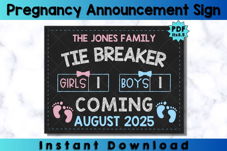 EDITABLE New Baby Twin Pregnancy Announcement Sign Printable digital ...