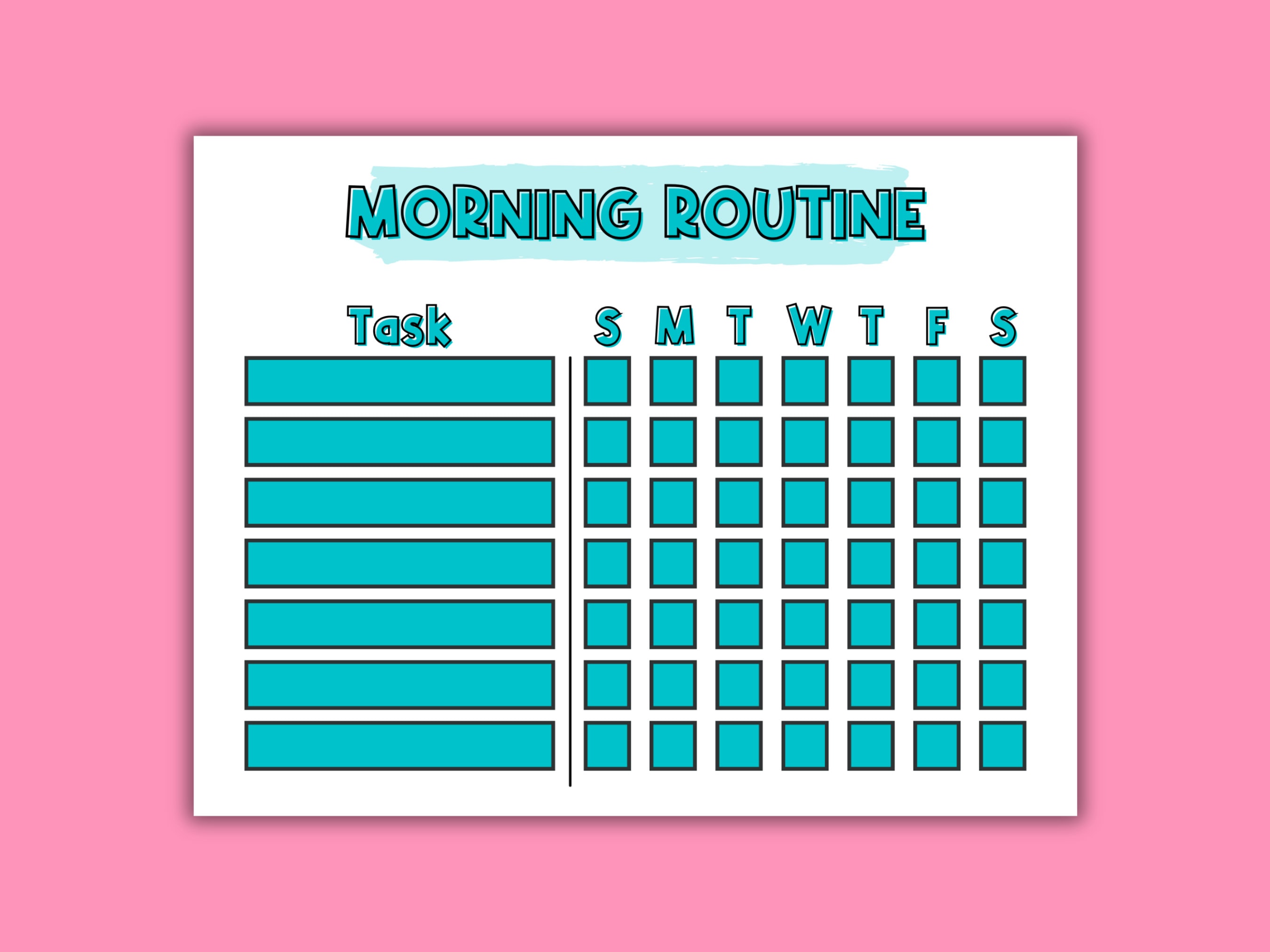 Morning Routine Task Chart Pink and Blue Printable - Etsy