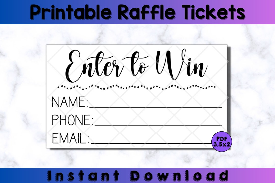 Enter to Win Generic Raffle Ticket digital Download (Instant Download ...
