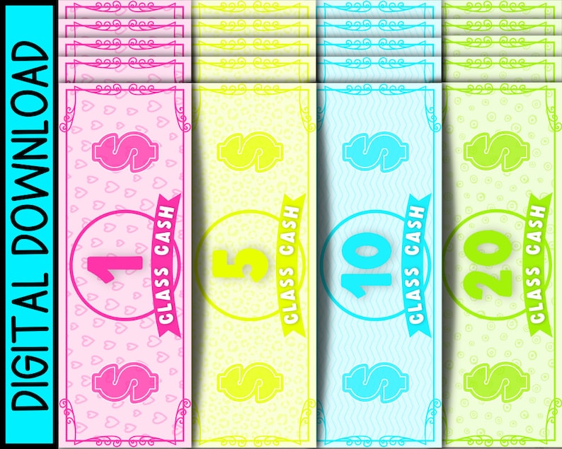 Classroom Cash Printable Play Money for Teachers digital Download - Etsy