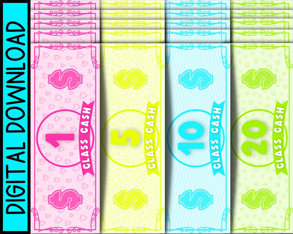 Classroom Cash Printable Play Money for Teachers digital Download - Etsy