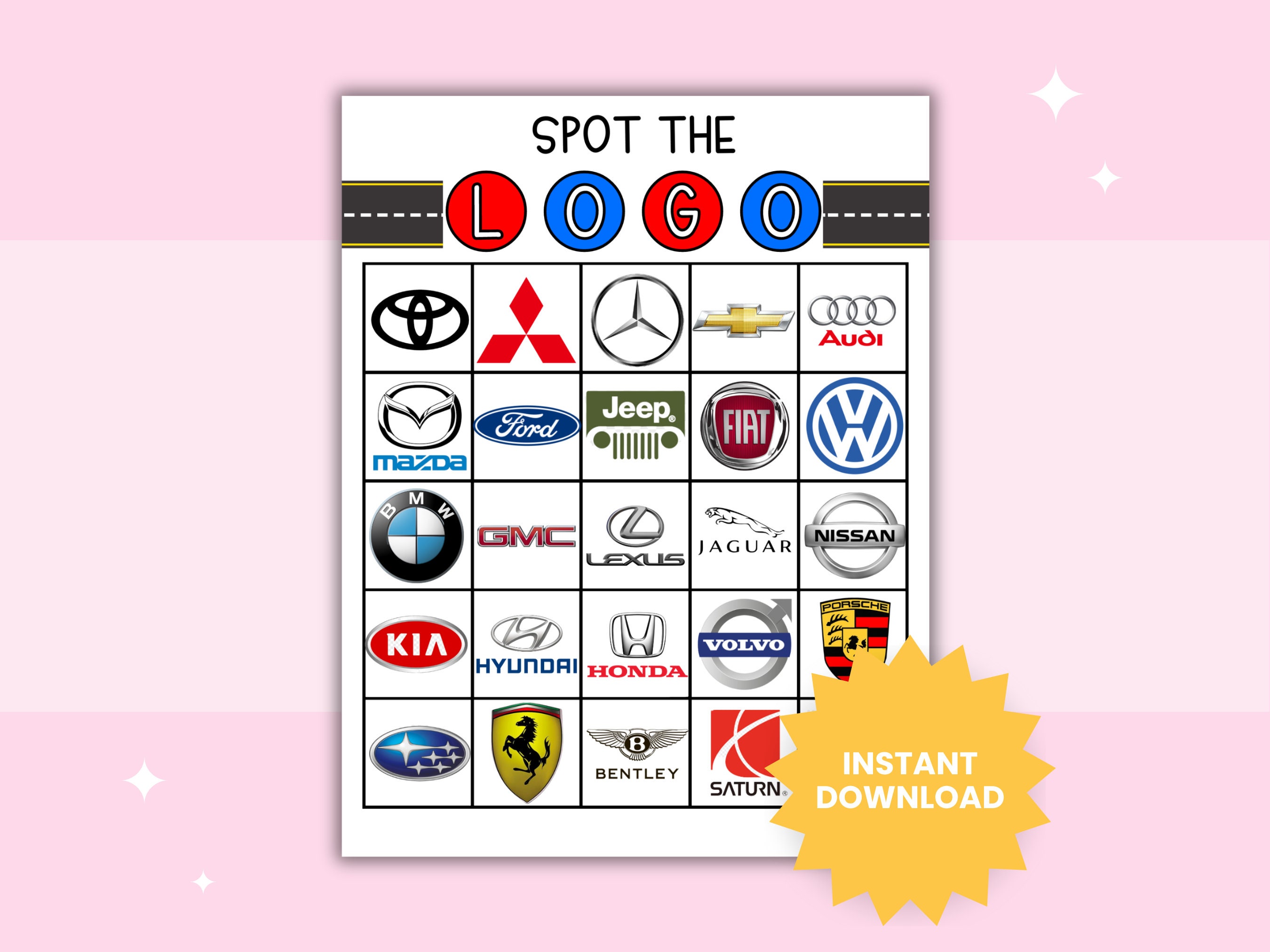 Spot the Car Logo Printable Game Road Trip Activity - Etsy Australia