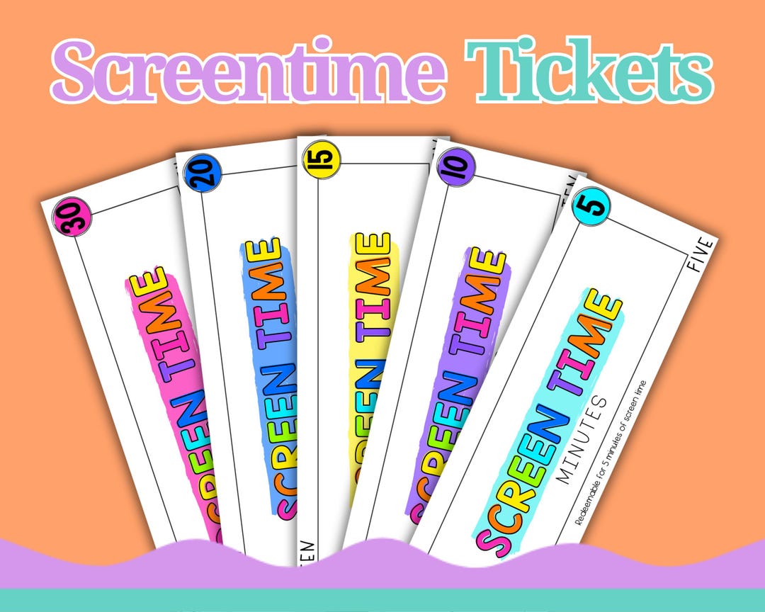Screen Time Tickets Printable PDF - Etsy