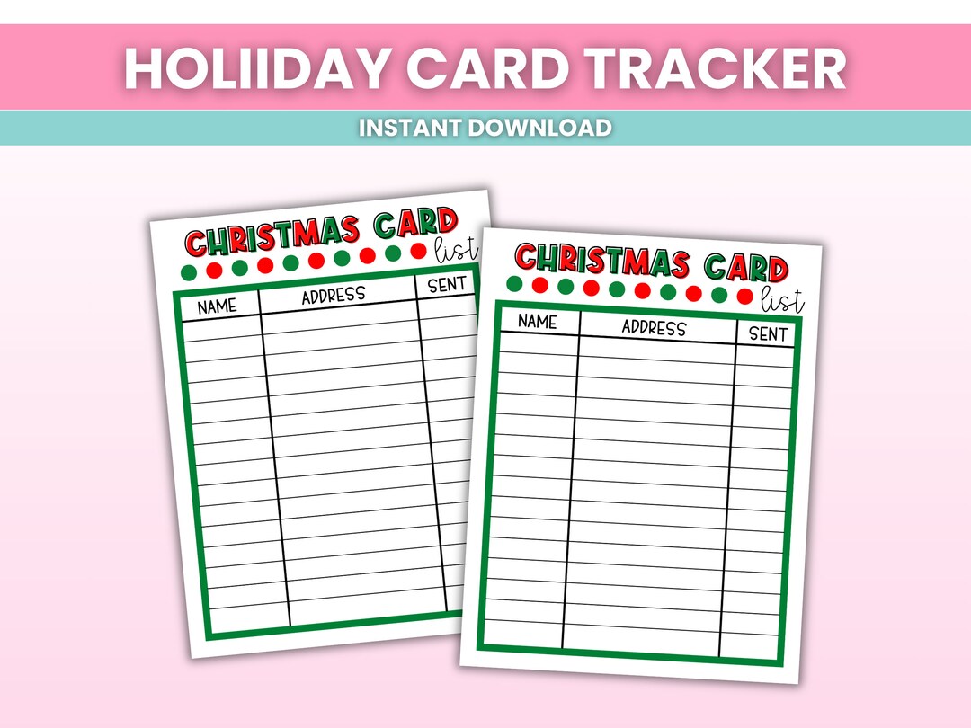 Christmas Card Tracker Printable List - Etsy