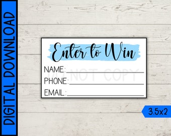 Printable Blue Raffle Ticket Enter to Win Card digital | Etsy